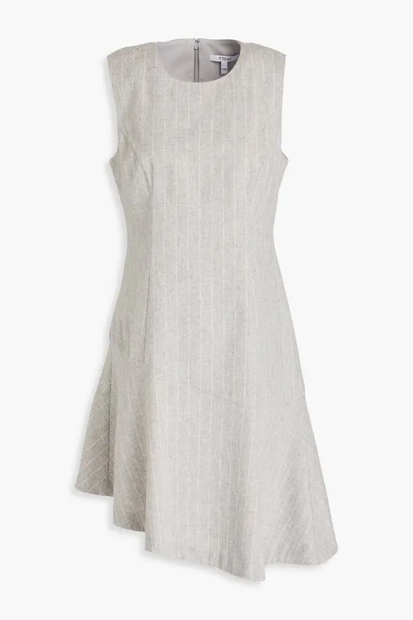 Derek Lam 10 Crosby Asymmetric Pinstriped Wool-blend Dress