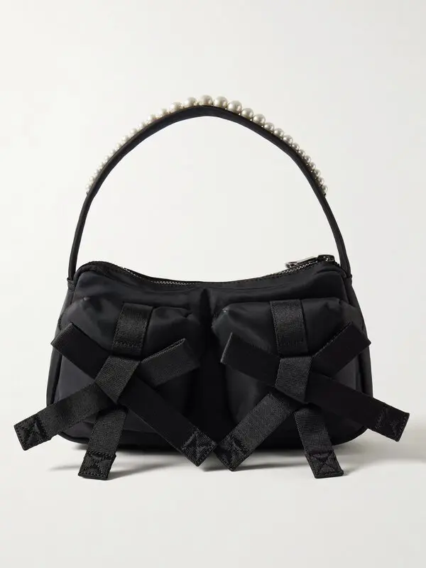 Simone Rocha Webbing-trimmed Faux Pearl-embellished Shell Shoulder Bag ...