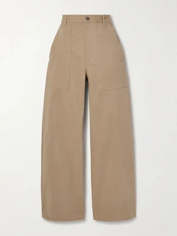 Moncler Cotton-blend Twill Wide Leg Pants