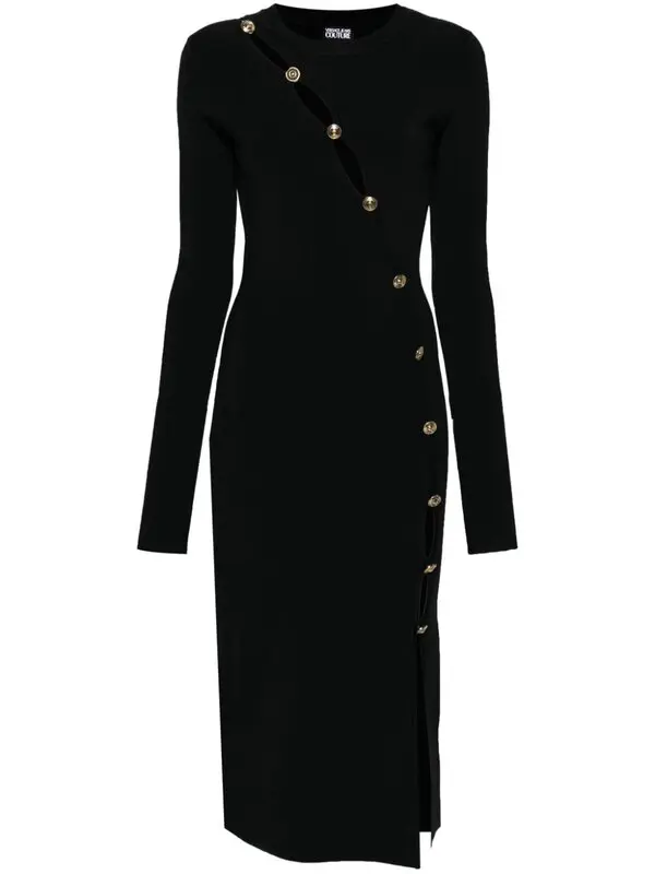 Versace Decorative-buttons Knitted Midi Dress