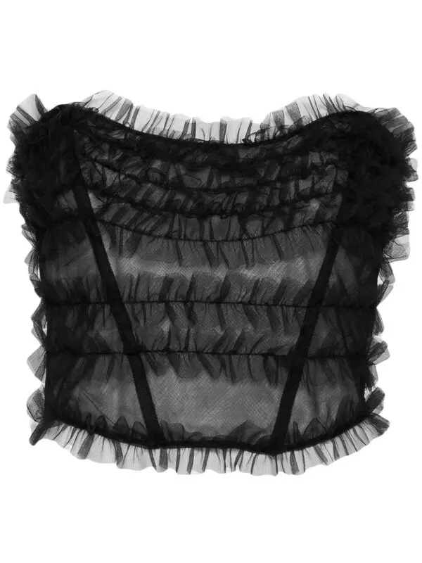 Alessandra Rich Ruched Tulle Bustier