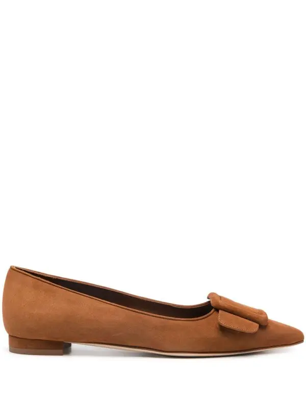 Manolo Blahnik Maysale Flat Pumps - Brown