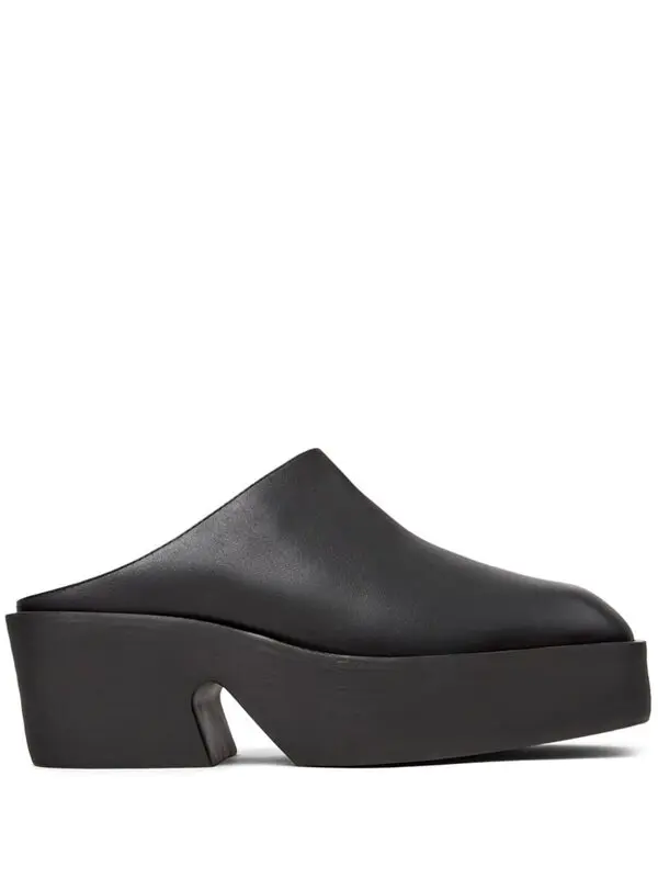 Camper Billie Leather Mules - Black