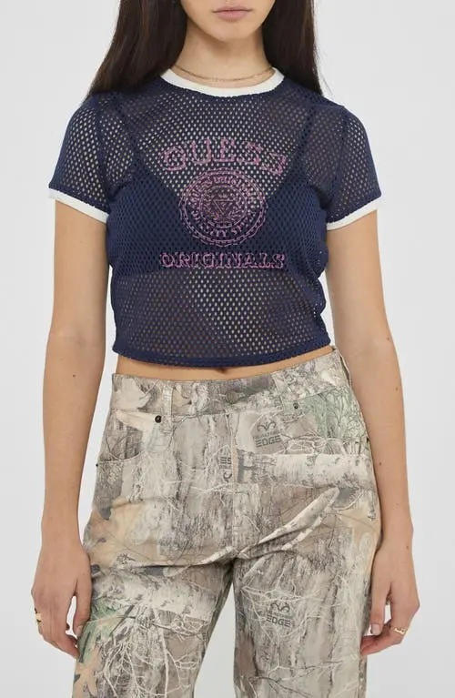 Guess Logo Graphic Mesh T-shirt
