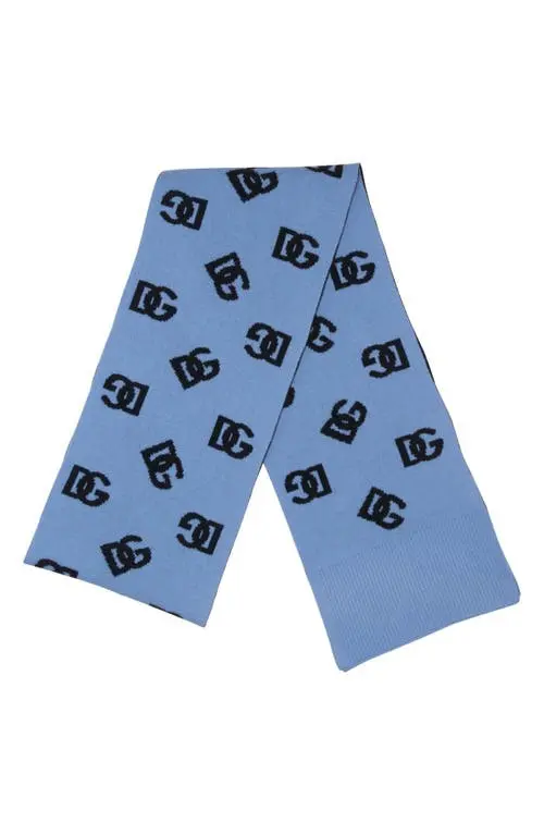 Dolce & Gabbana Dg Logo Colorblock Wool Scarf - B0143 Very Light Blue