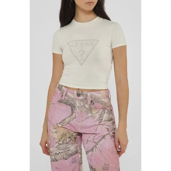 Guess Triangle Logo Baby Tee - Sandy Shore Multi