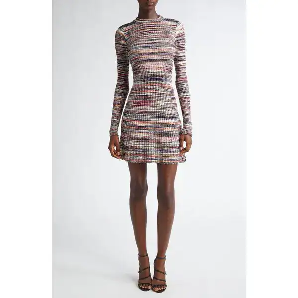 Missoni Space Dye Stripe Long Sleeve Sweater Dress In Multi Red-Pink-Blu -  75% Off | Editorialist