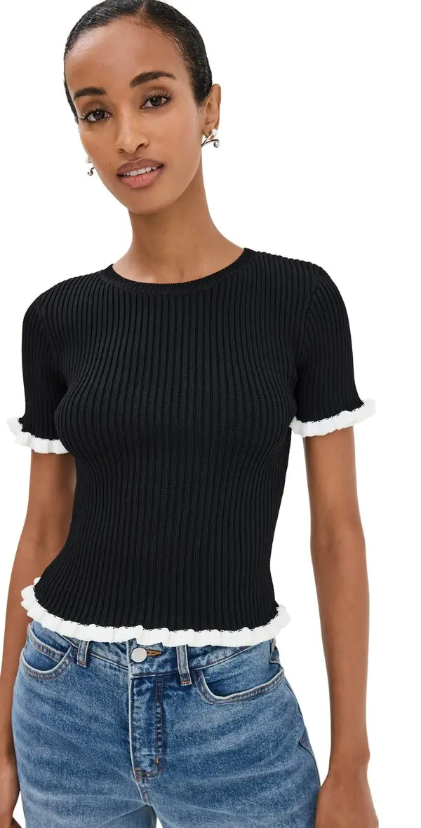 English Factory Ruffle Detailed Knit Top