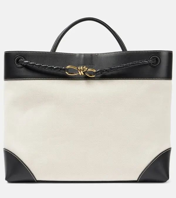 Bottega Veneta Andiamo Large Leather-trimmed Canvas Shoulder Bag