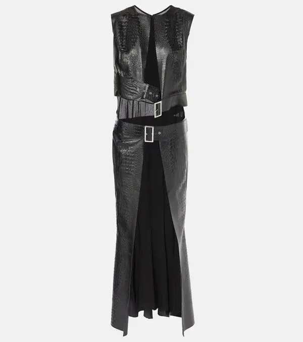 Junya Watanabe Snake-effect Faux Leather Midi Dress