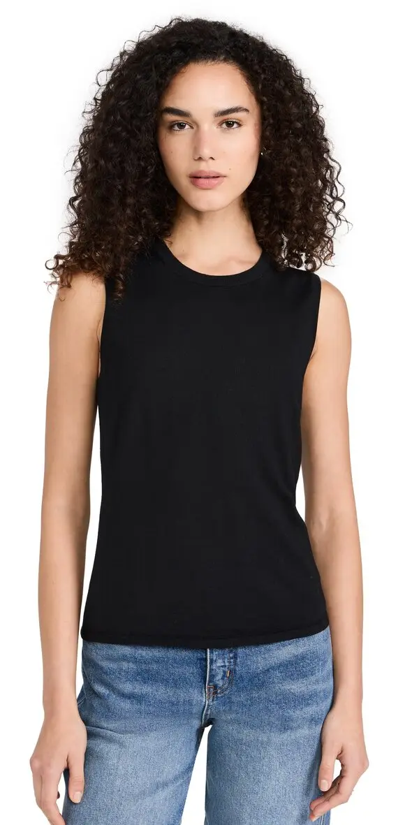 Theory Crew Neck Shell Top - Black