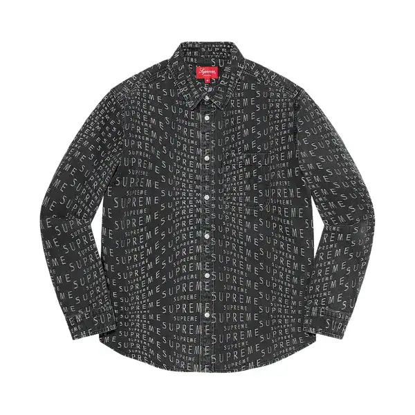 Supreme Wrap Jacquard Logos Denim Shirt - Black | Editorialist