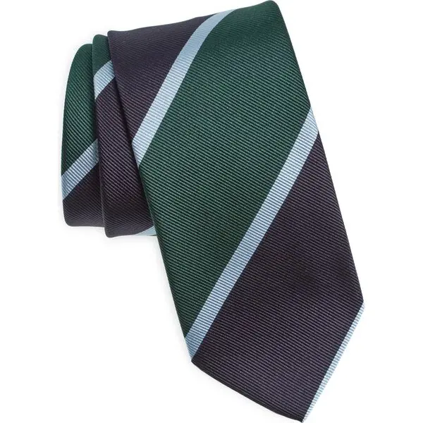 DRAKE'S Mogador Block Stripe Silk Tie - 202 Navy/blue/emerald