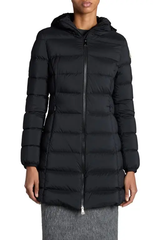 Moncler Gie Water Resistant Long Coat - Black