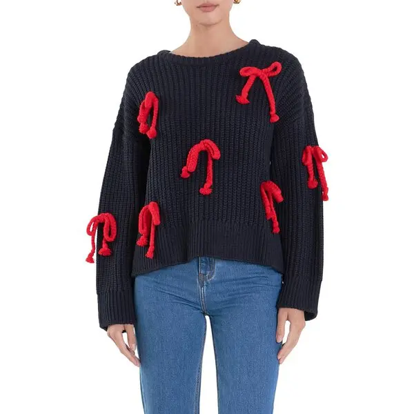 English Factory Bow Detail Sweater
