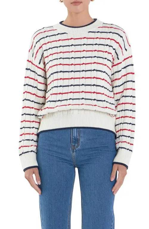 English Factory Stripe Cable Stitch Sweater