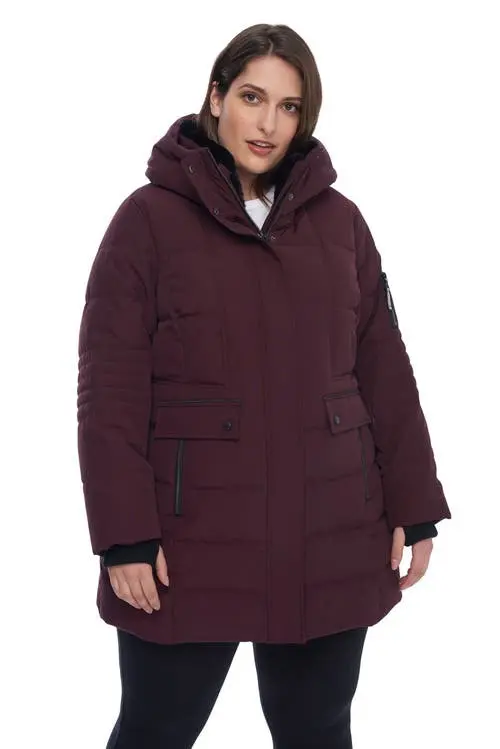 ALPINE NORTH Kootney Vegan Down Mid-length Parka Coat - Grape
