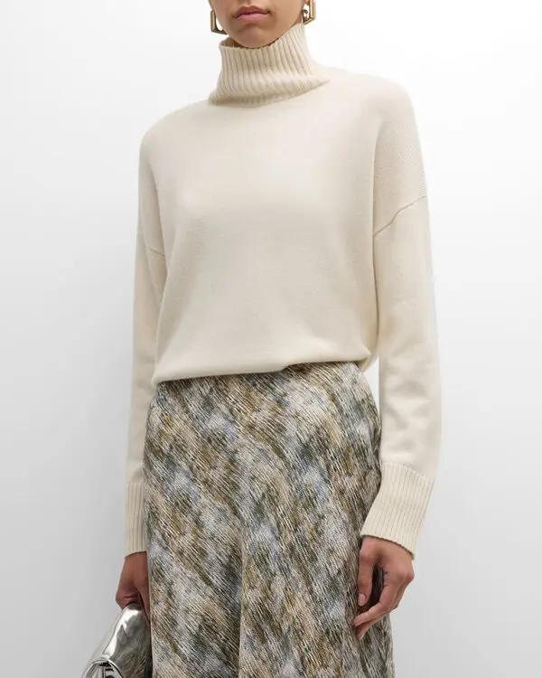 Lafayette 148 New York Chine Cashmere Turtleneck Sweater - Cloud