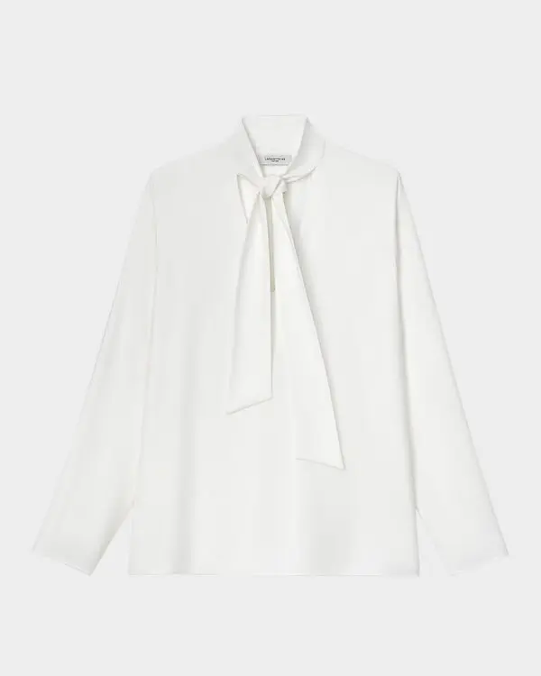 Lafayette 148 New York Tie-neck Blouse - Cloud
