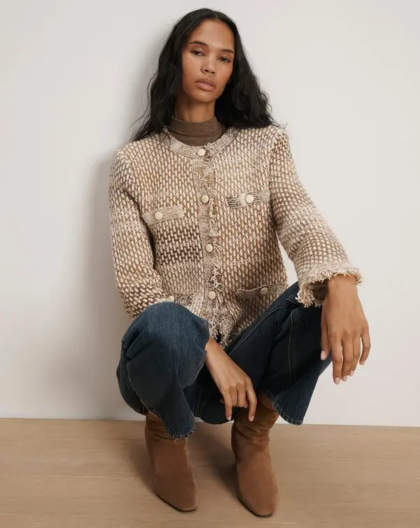 Veronica Beard Sariyah Knit Jacket - Desert Khaki Multi