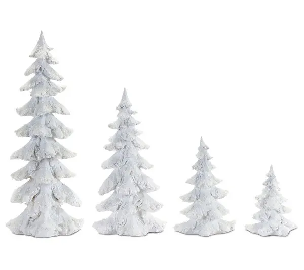 MELROSE Flocked Pine Tree With Carved Design