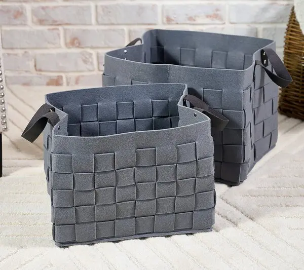 CELLA As Is C E Ll A Set Of 2 Woven Felt Baskets