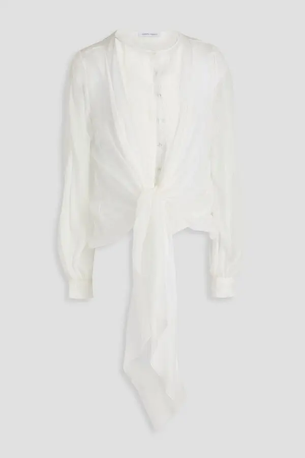 Alberta Ferretti Tie-front Layered Blouse - Ivory
