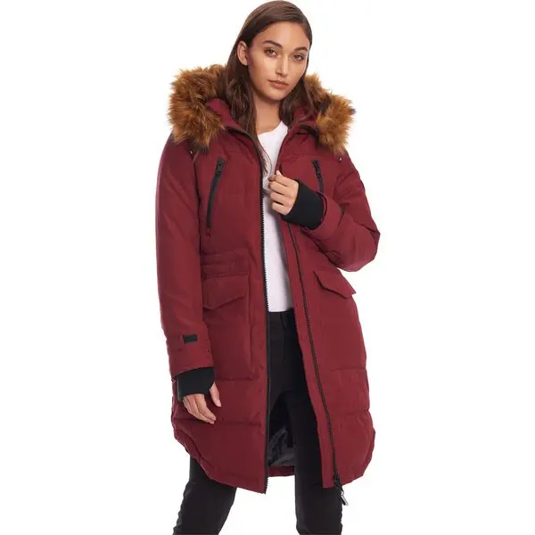 ALPINE NORTH Vegan Down Drawstring Winter Parka - Oxblood