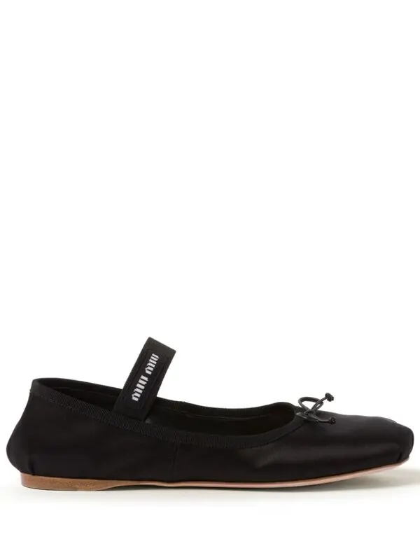 Miu Miu Logo-strap Ballerina Flats - Black