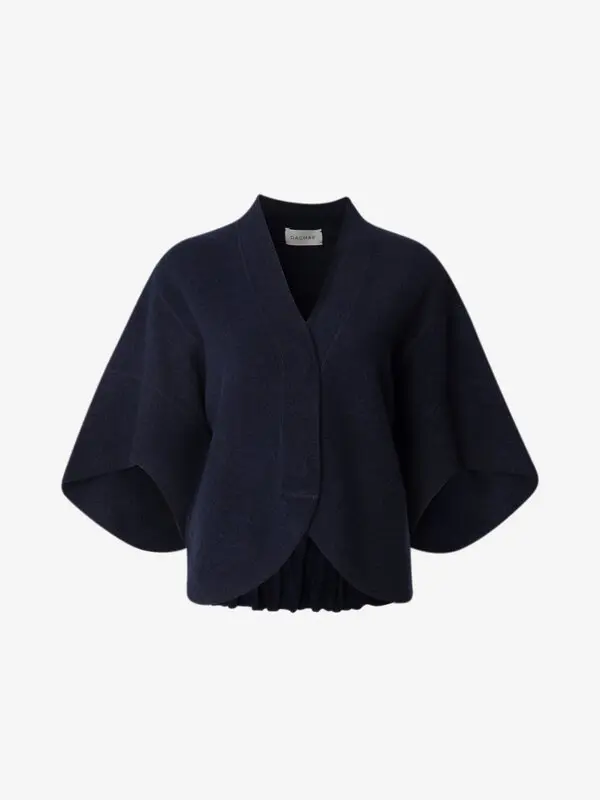 HOUSE OF DAGMAR Short Wool Cardigan - Navy Melange