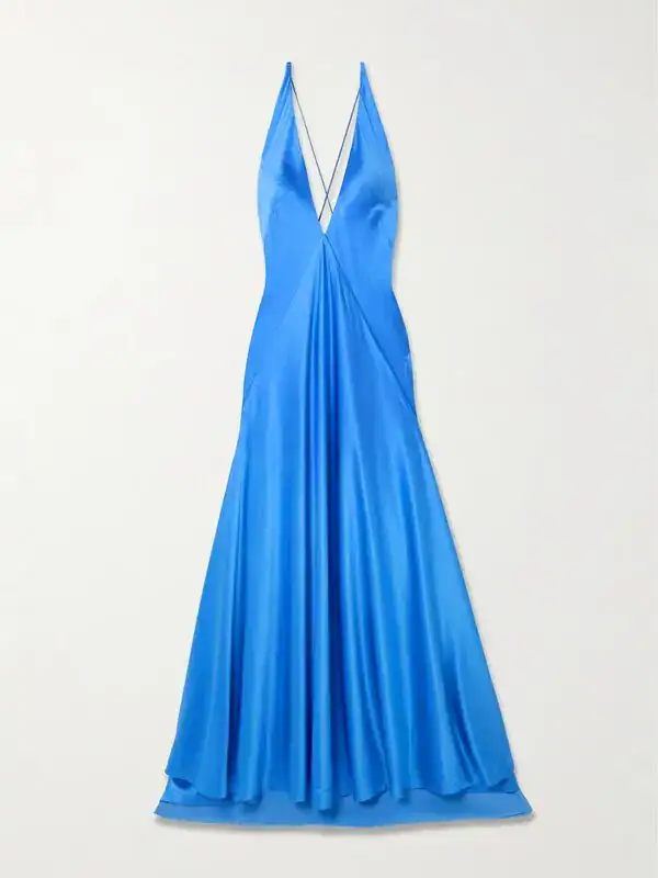 Michael Lo Sordo Alexandra Silk-Satin Gown In Blue - 60% Off | Editorialist