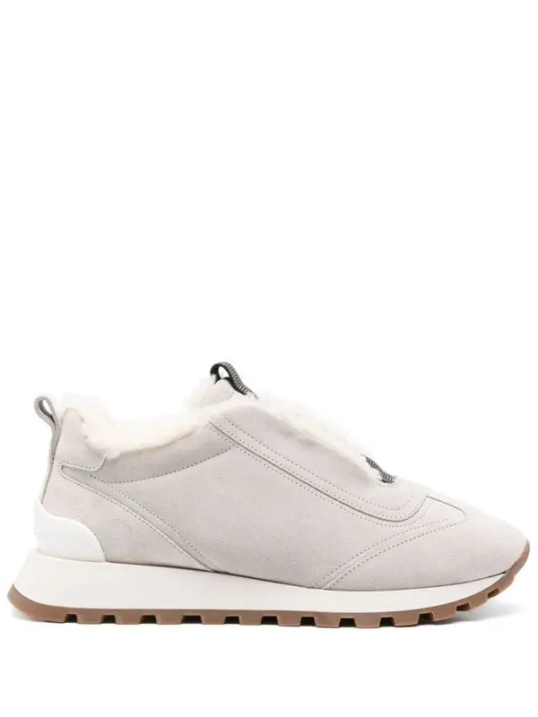 Brunello Cucinelli Monili Chain Detail Suede Sneakers