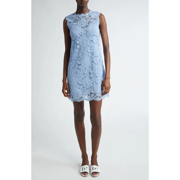 Dolce & Gabbana Sleeveless Lace Minidress - F3981 Glicine Viola Chiari