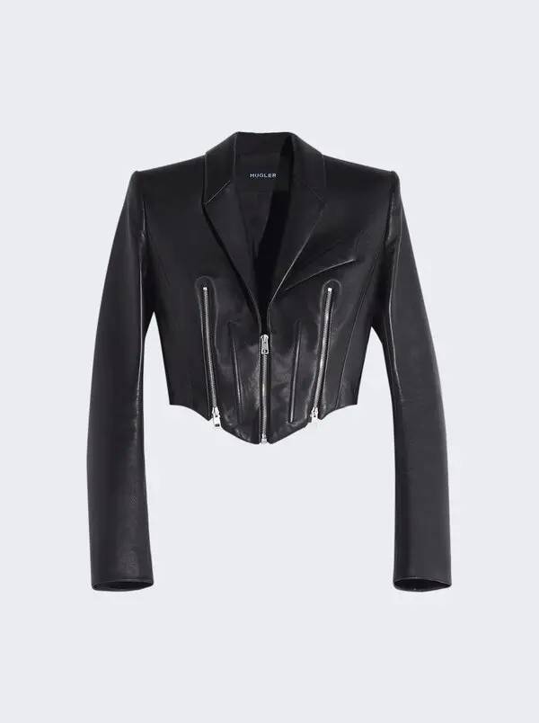MUGLER Zipped Leather Jacket