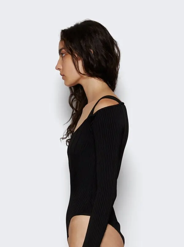 MUGLER Sculpting Knit Bodysuit - Black