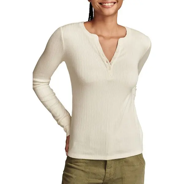 Lucky Brand Ribbed Henley - Tofu