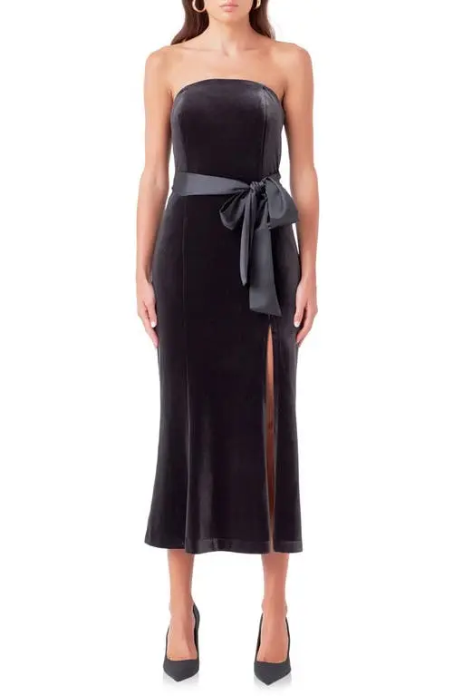 Endless Rose Strapless Velvet Midi Dress