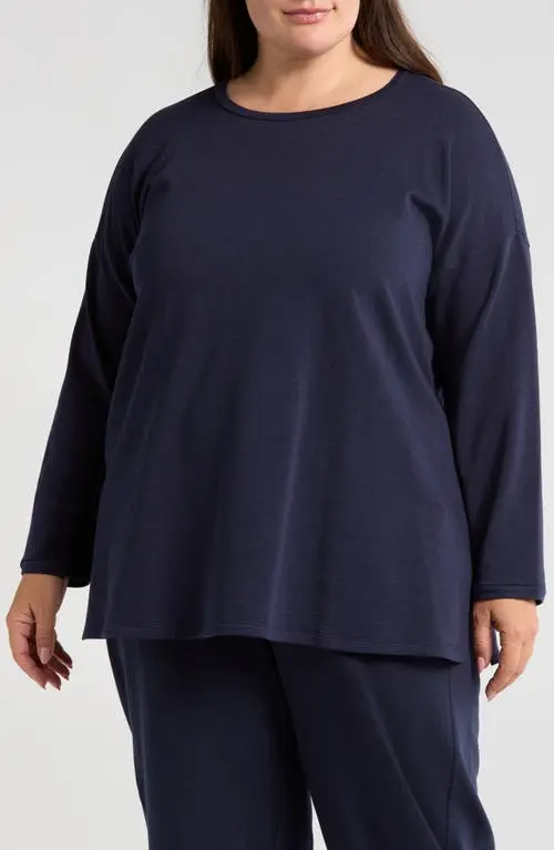 Eileen Fisher Crewneck Long-sleeve Top - Ink