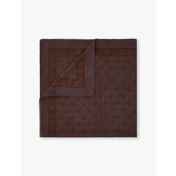 Soeur Classiq Floral-print Square Cotton Scarf - Anthracite