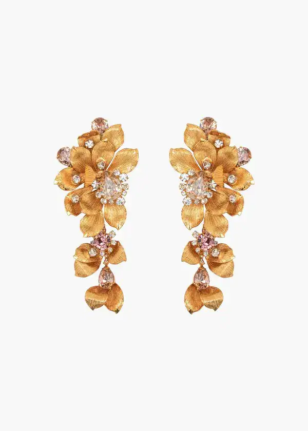 Jennifer Behr Rhodes Earrings - Crystal Antique Gold | Editorialist