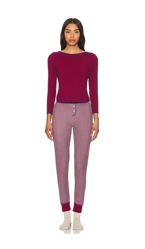 Free People X Intimately Fp Chill Evening Pj Set In Mauve - Wild Ginger