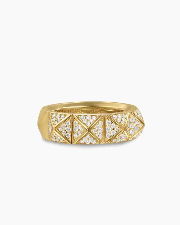 David Yurman 18k Yellow Gold Pyramid Band Ring With Diamonds