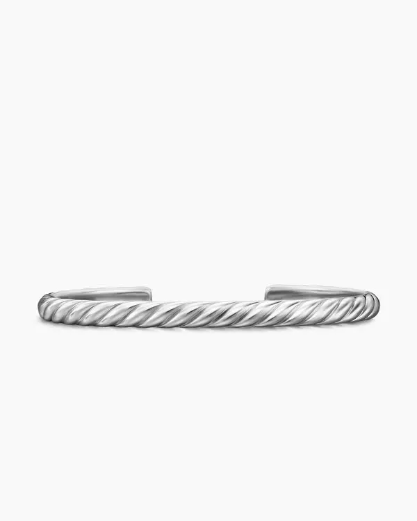 David Yurman Sculpted Cable Cuff Bracelet In With Diamonds - 18k White Gold