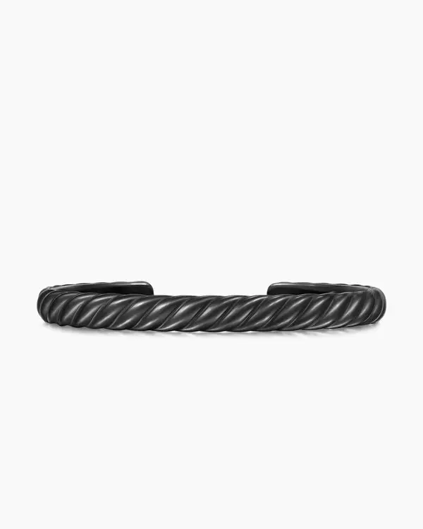 David Yurman Sculpted Cable Cuff Bracelet With Black Diamonds - Black Titanium