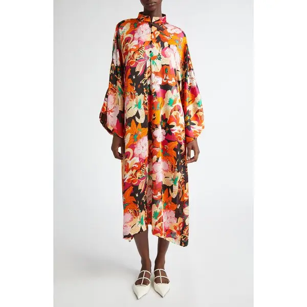 La Vie Style House Hibiscus Print Cover-up Caftan