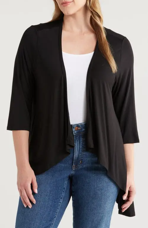 24SEVEN COMFORT APPAREL Open Front Cardigan - Black