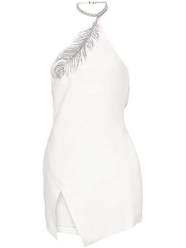David Koma Crystal-feather One Shoulder Mini Dress
