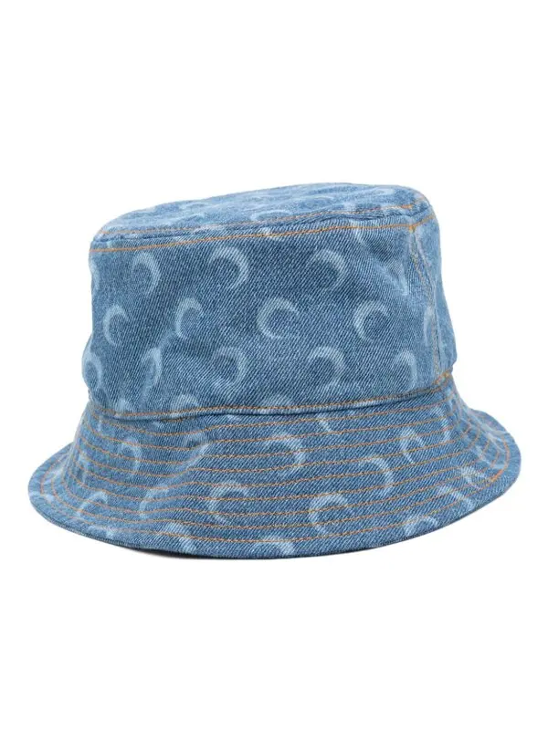 MARINE SERRE Crescent Moon-print Bucket Hat - Blue