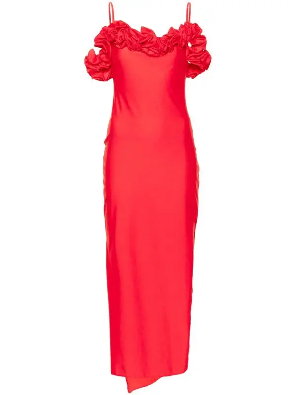 Coperni Ruffle-detail Maxi Dress - Red