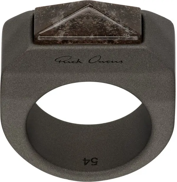 Rick Owens Black Porterville Crystal Pyramid Ring In 132 Bronze 